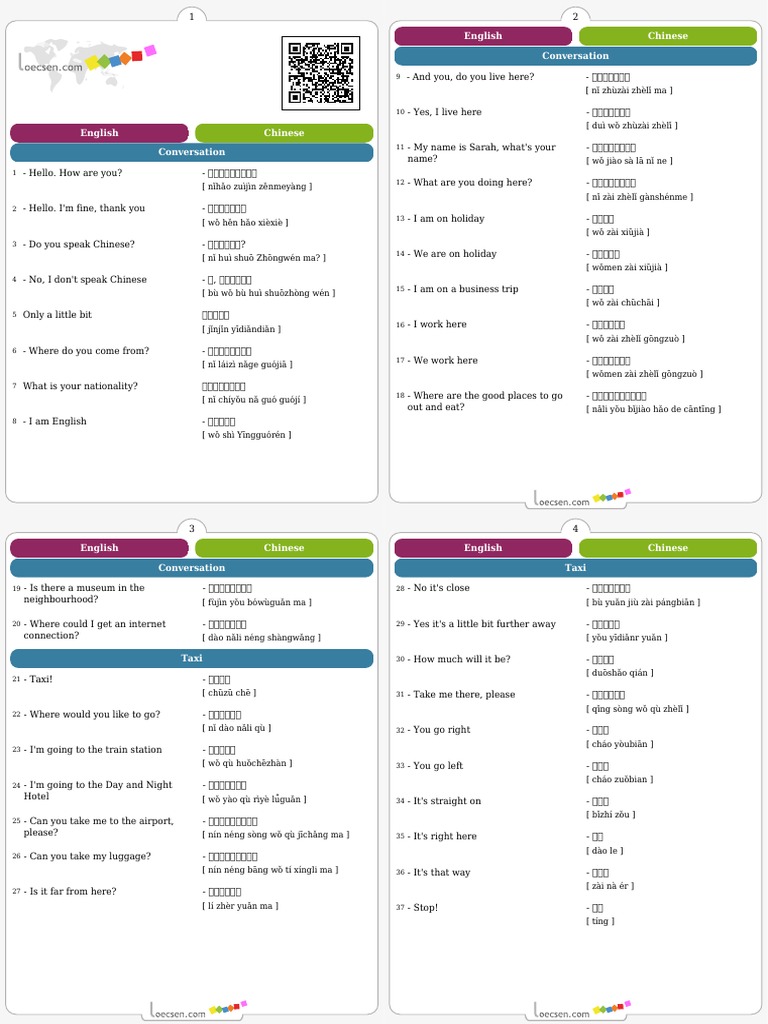 English Chinese Conversation | PDF