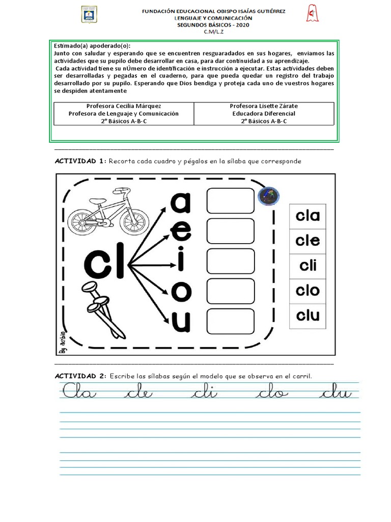 Sílabas Cla Cle Cli Clo Clu(78) Actividades De Escritura,, 41% OFF