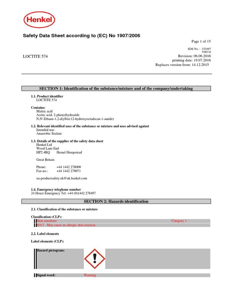 Loctite Msds, ロックタイト カタログ : CP0478 2 RS 313-8653 SAFETY DATA SHEET – GRFINZ