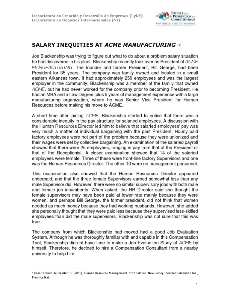 Salary Inequities at ACME Manufacturing | PDF | Salary | Adulthood