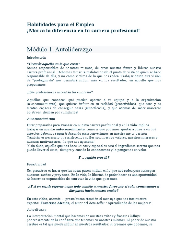 Habilidades para El Empleo | PDF | Comunicación | Empatía