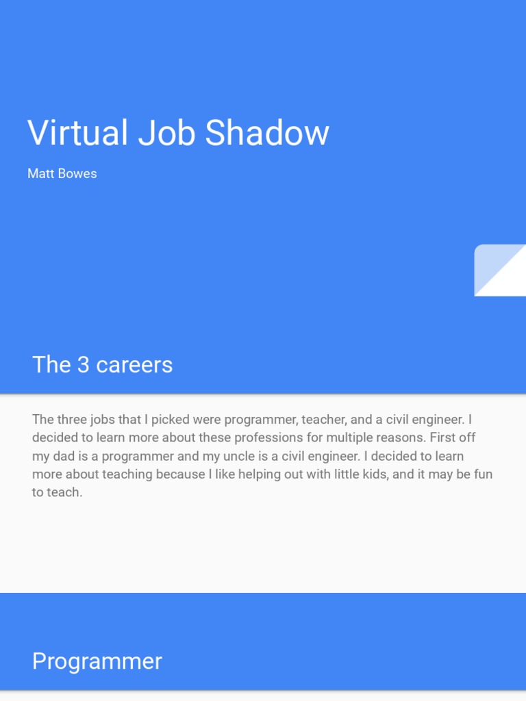 Virtual Job Shadow | PDF