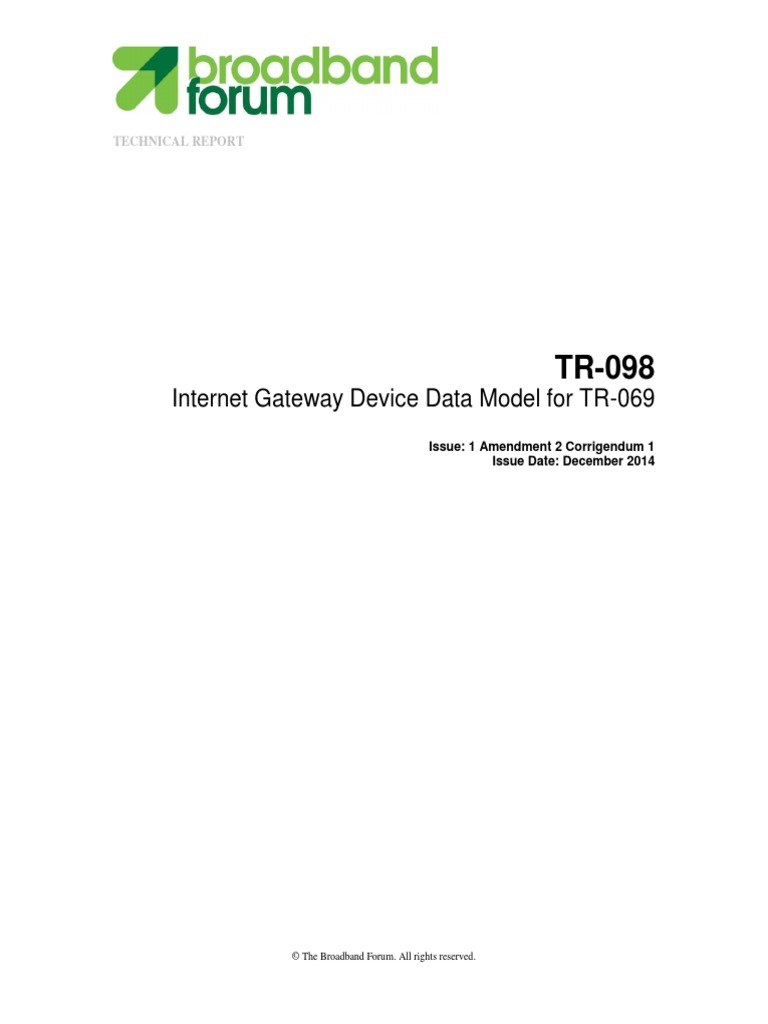 TR-098 - Amendment-2 - Corrigendum-1 Internet GW Device PDF | PDF ...