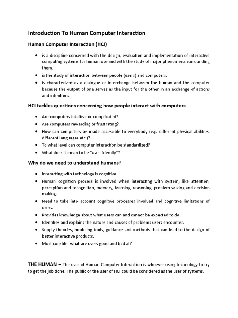 Introduction To Human Computer Interaction | PDF | Human–Computer Interaction | Graphical User ...