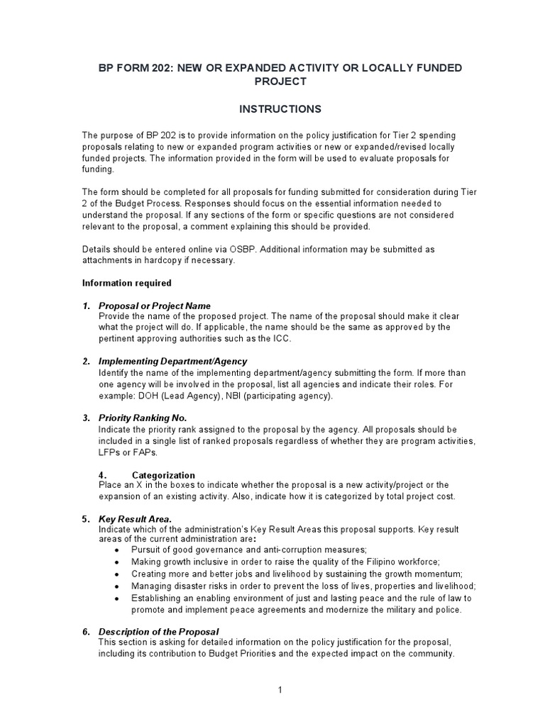 Revised BP Form 202 Instructions | PDF | Good Governance | Evaluation