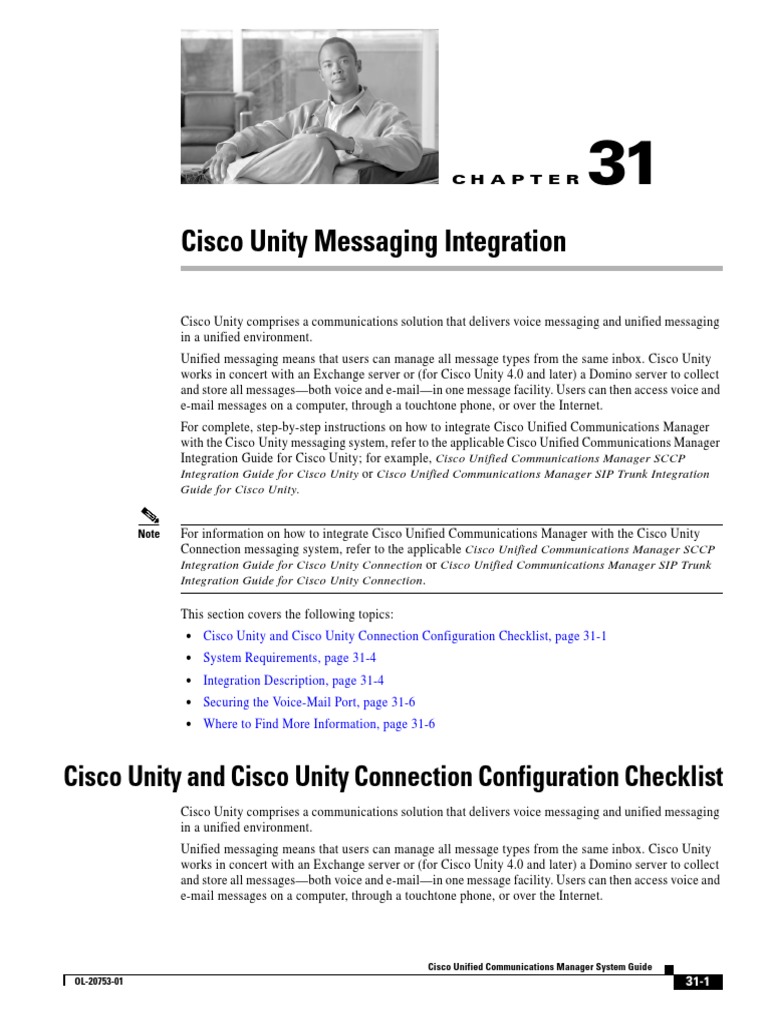 Cisco Unity Messaging Integration Cisco Unity And Cisco Unity Connection Configuration