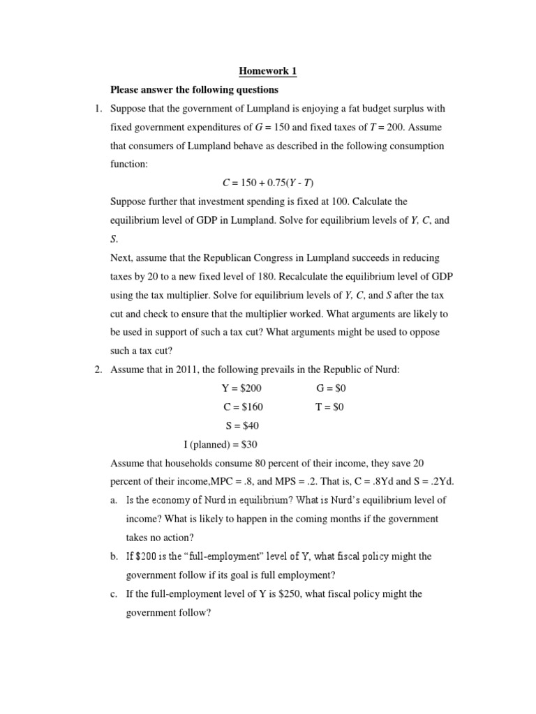 Homework 1 Please Answer The Following Questions | PDF | Federal ...