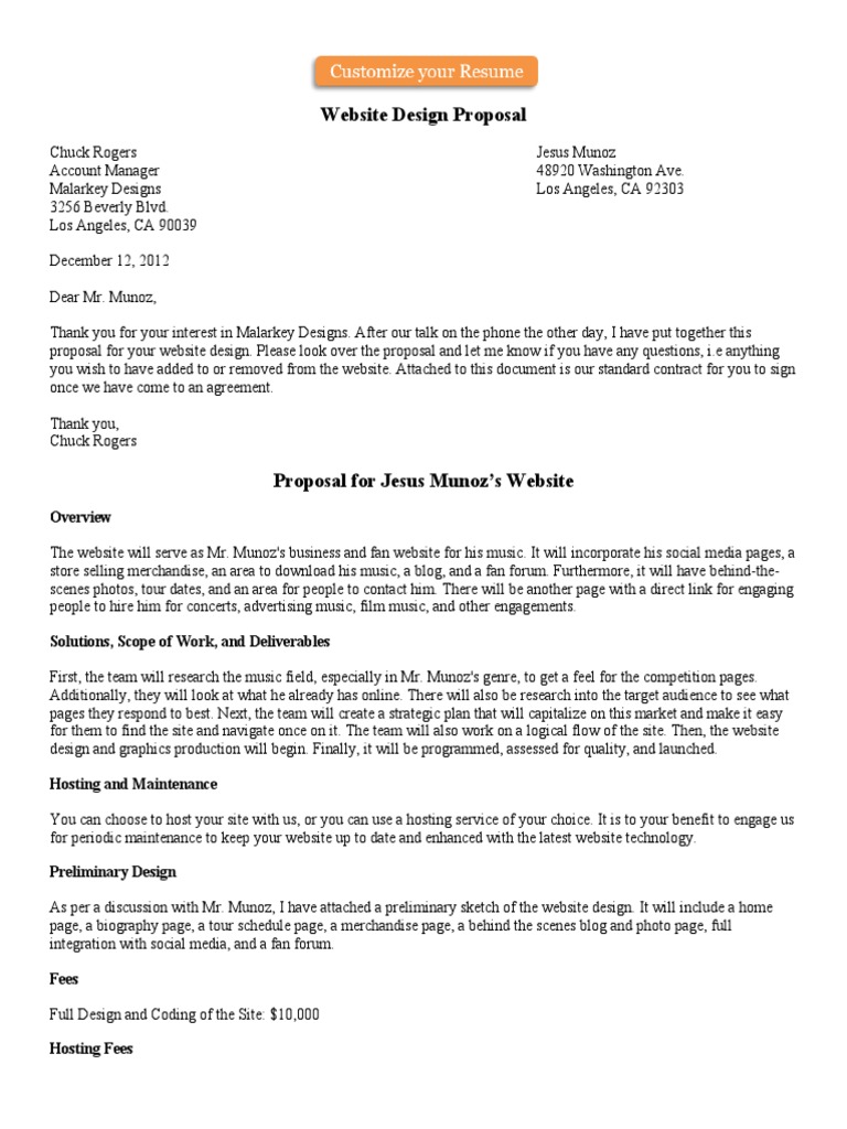 Website Design Proposal | PDF | Websites | Copyright