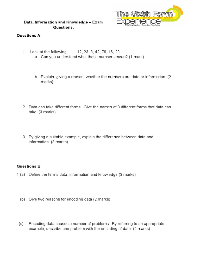 Data Questions - Lesson 1 | PDF