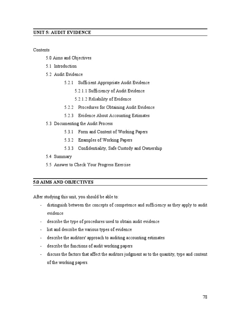 Unit 5: Audit Evidence | PDF | Internal Control | Audit