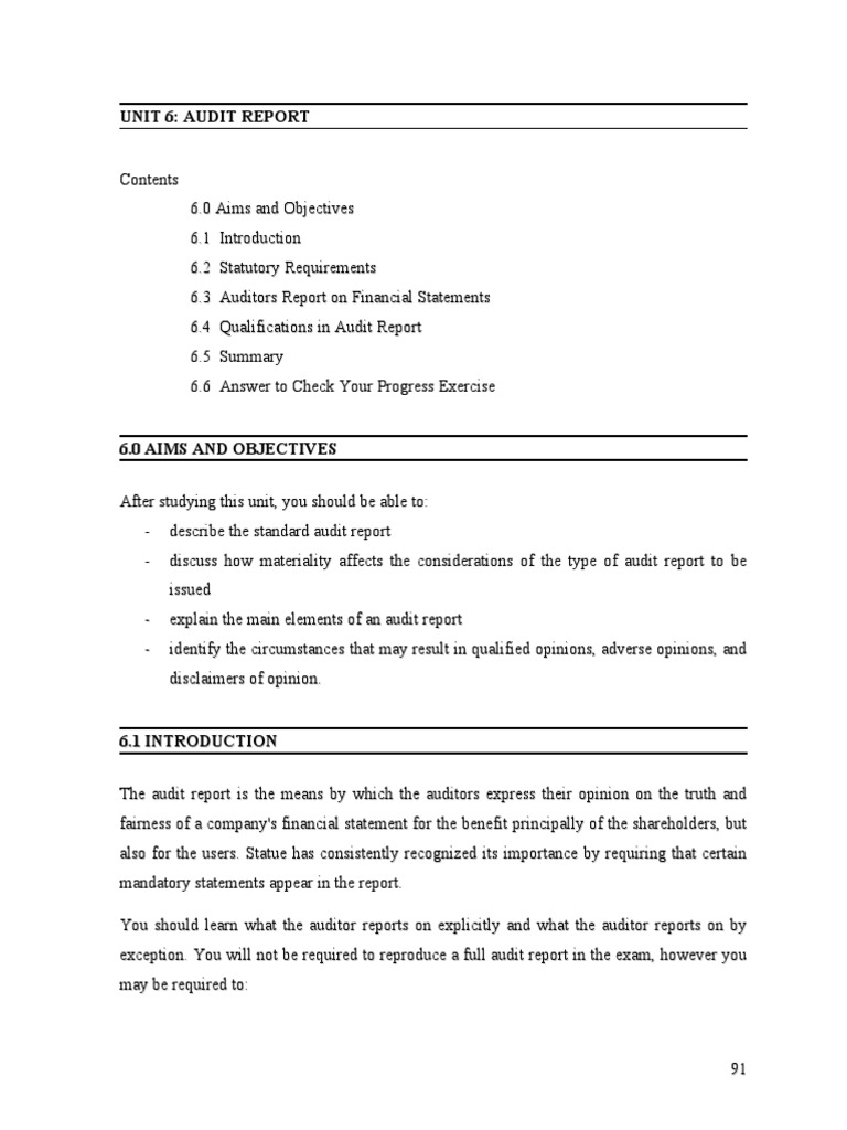 Unit 6 | PDF | Auditor's Report | Financial Audit