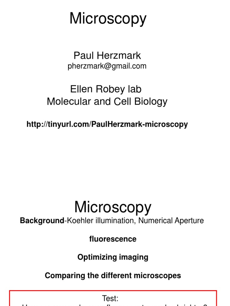 Paul Herzmark Intro To Micros | PDF | Angular Resolution | Confocal Microscopy