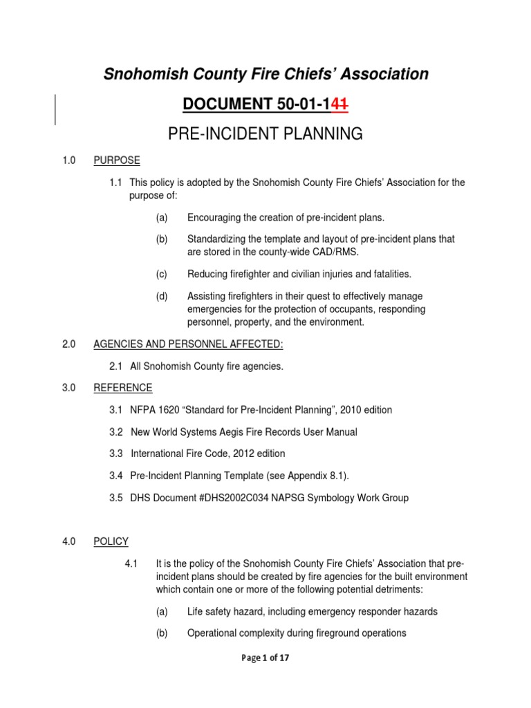 Snohomish County Fire Chiefs' Association: Pre-Incident Planning ...