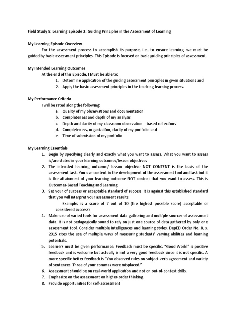 Field Study 5 Episode 2 | PDF | Educational Assessment | Teaching