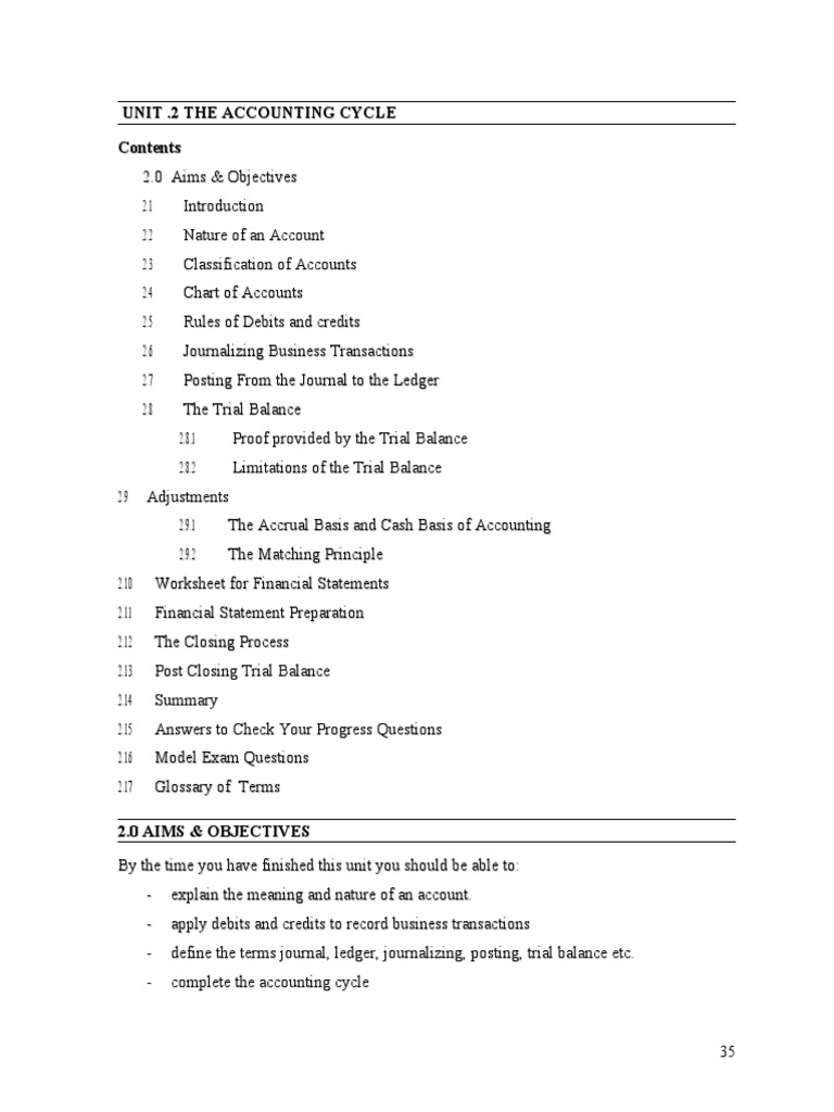 Unit .2 The Accounting Cycle | PDF | Debits And Credits | Expense