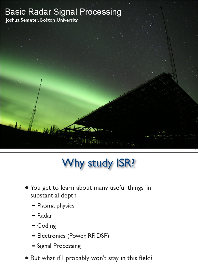 Basic Radar Signal Processing: Joshua Semeter, Boston University | PDF ...