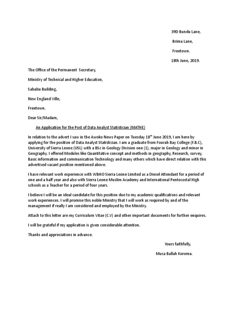 Application Letter | PDF