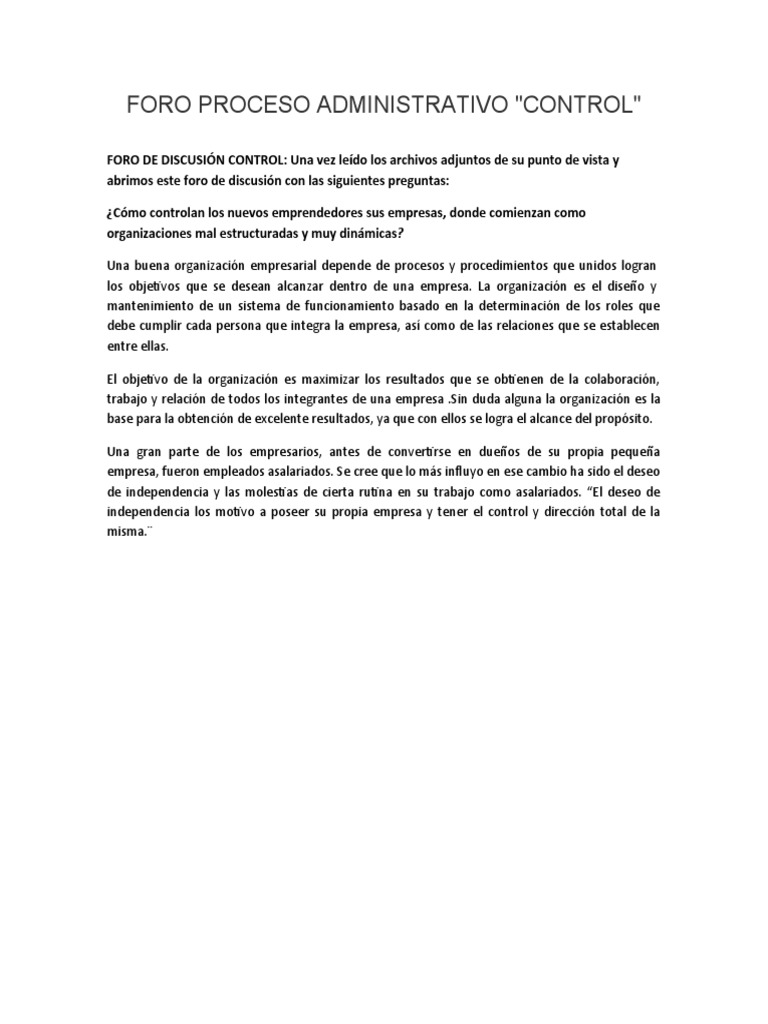 Foro Control | PDF | Crecimiento personal y profesional