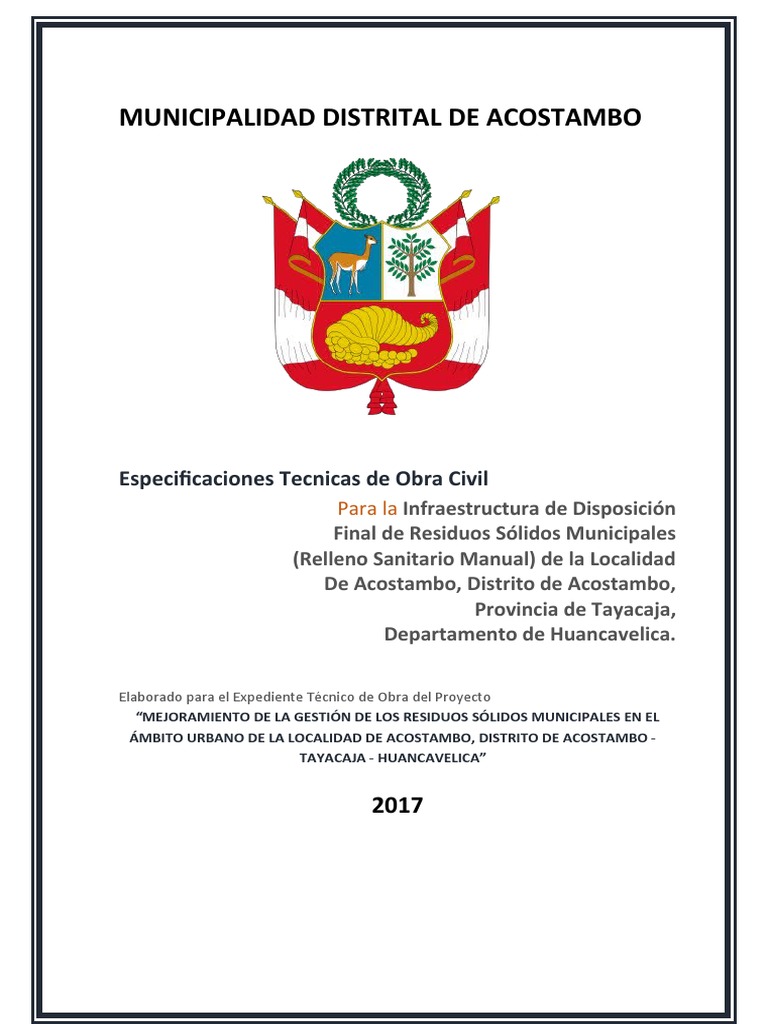 3.1. Especificaciones Técnicas de Obra Civil ACOSTAMBO | PDF | Topografía | Soldadura