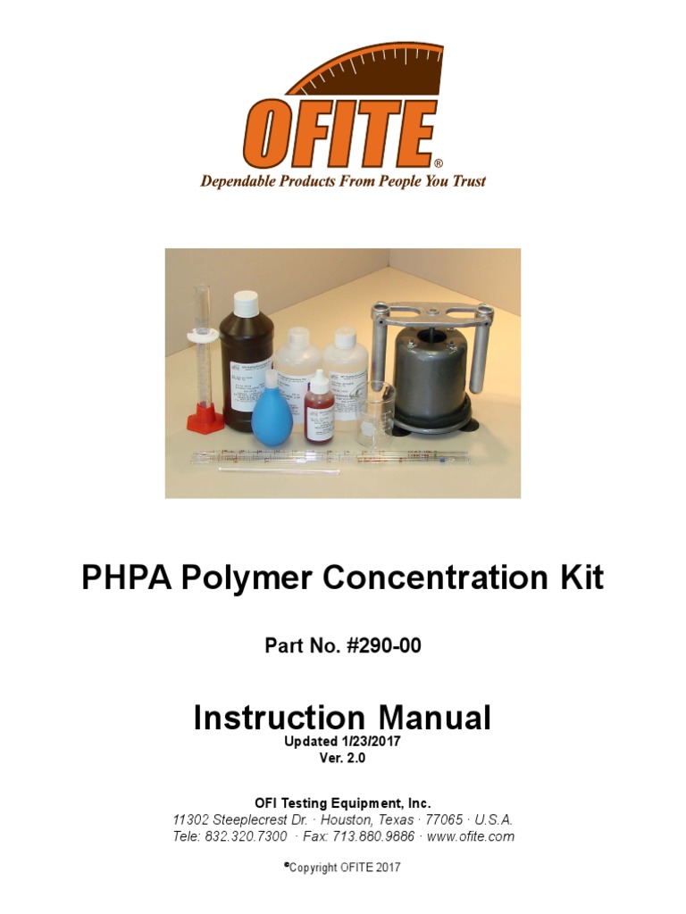 290-00 - PHPA Polymer Concentration Kit | PDF | Physical Sciences ...