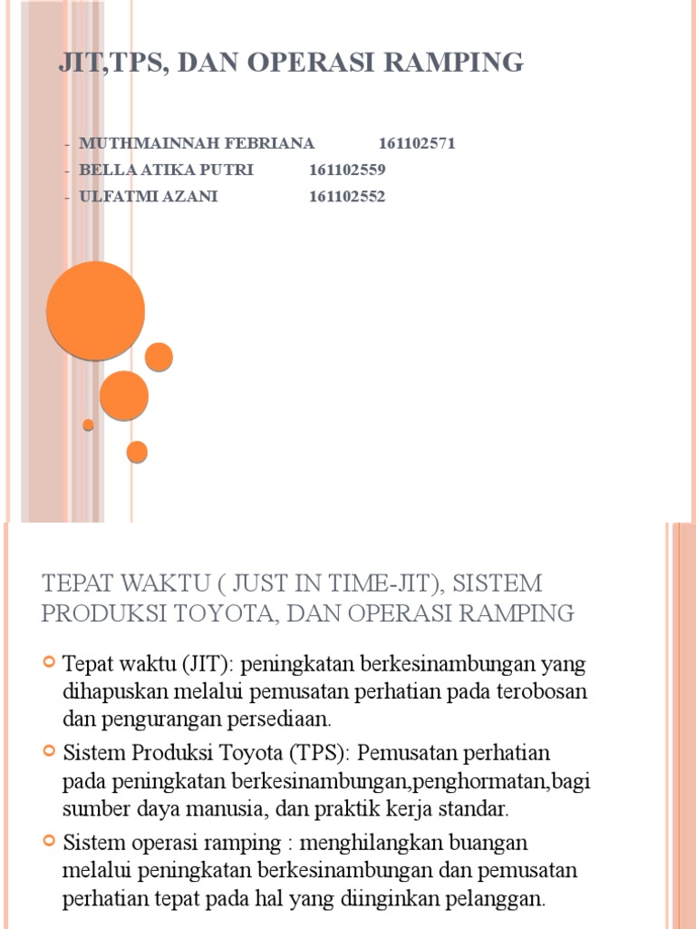 JIT, TPS, Dan Operasi Ramping (Kelompok 6) | PDF