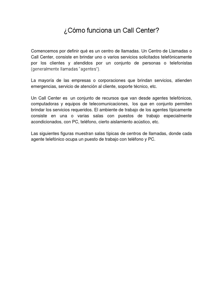 Cómo Funciona Un Call Center | PDF | Centro de llamadas | Respuesta de Voz Interactiva