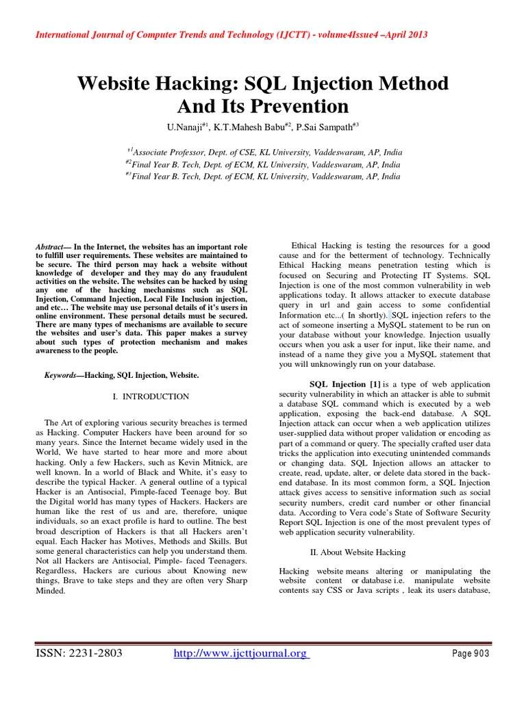 Hacking Web SQL Injection PDF | PDF | Security Hacker | World Wide Web