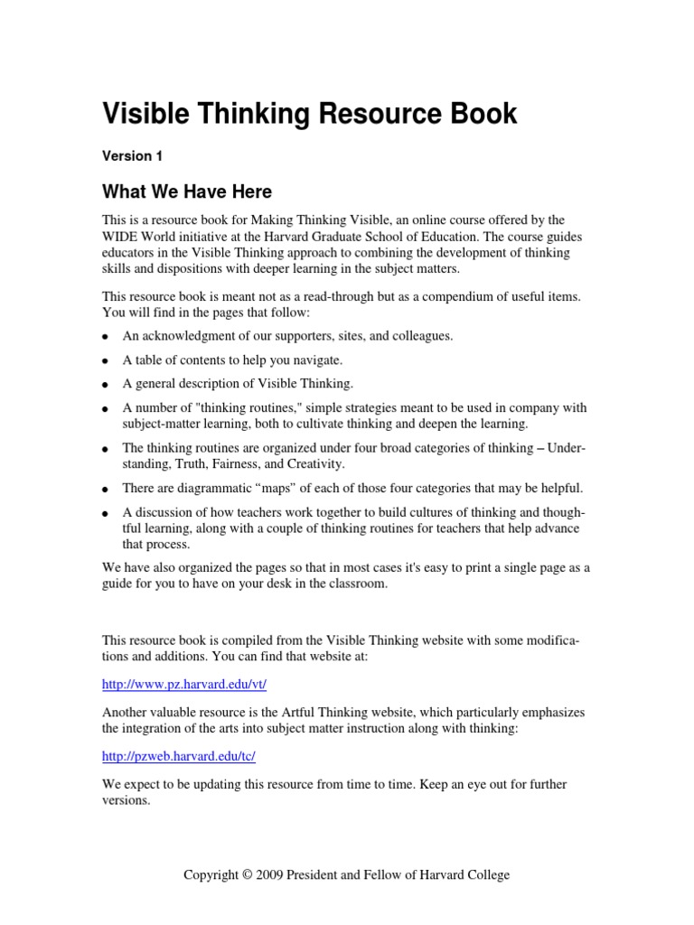 Thinking Classroom Resource Guide | PDF | Truth | Idea