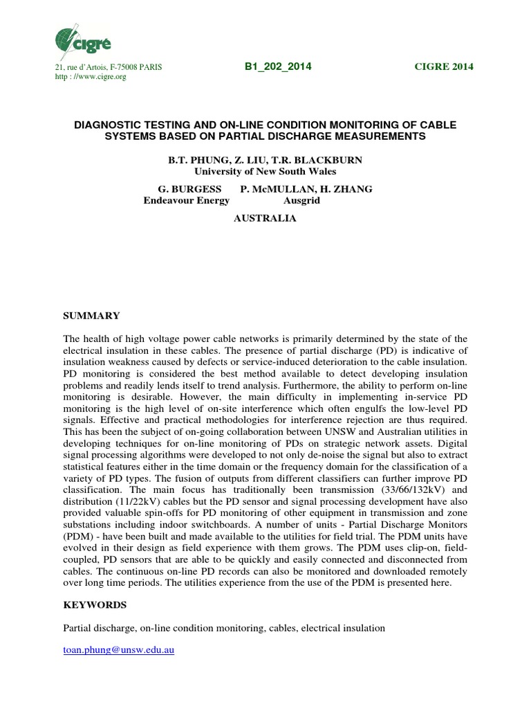 Online Partial Discharge Monitoring and Condition Assessment of High Voltage Cable Systems Using ...