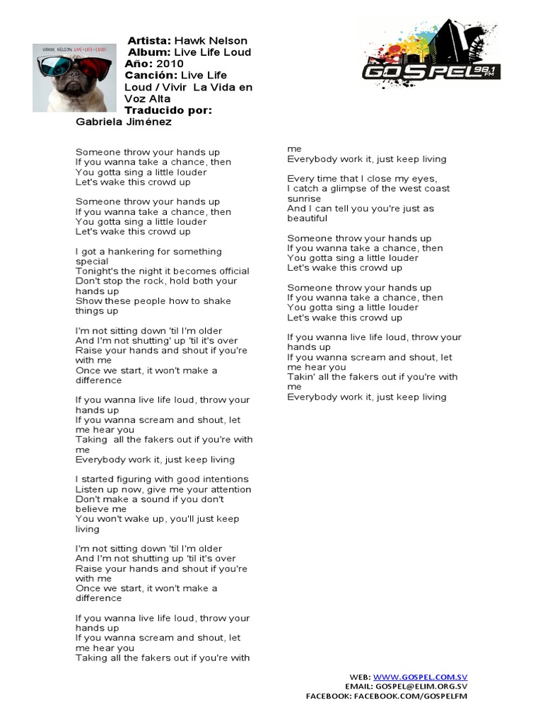 Hawk Nelson, Live Life Loud, 2010, Live Life Loud. | PDF | Language ...