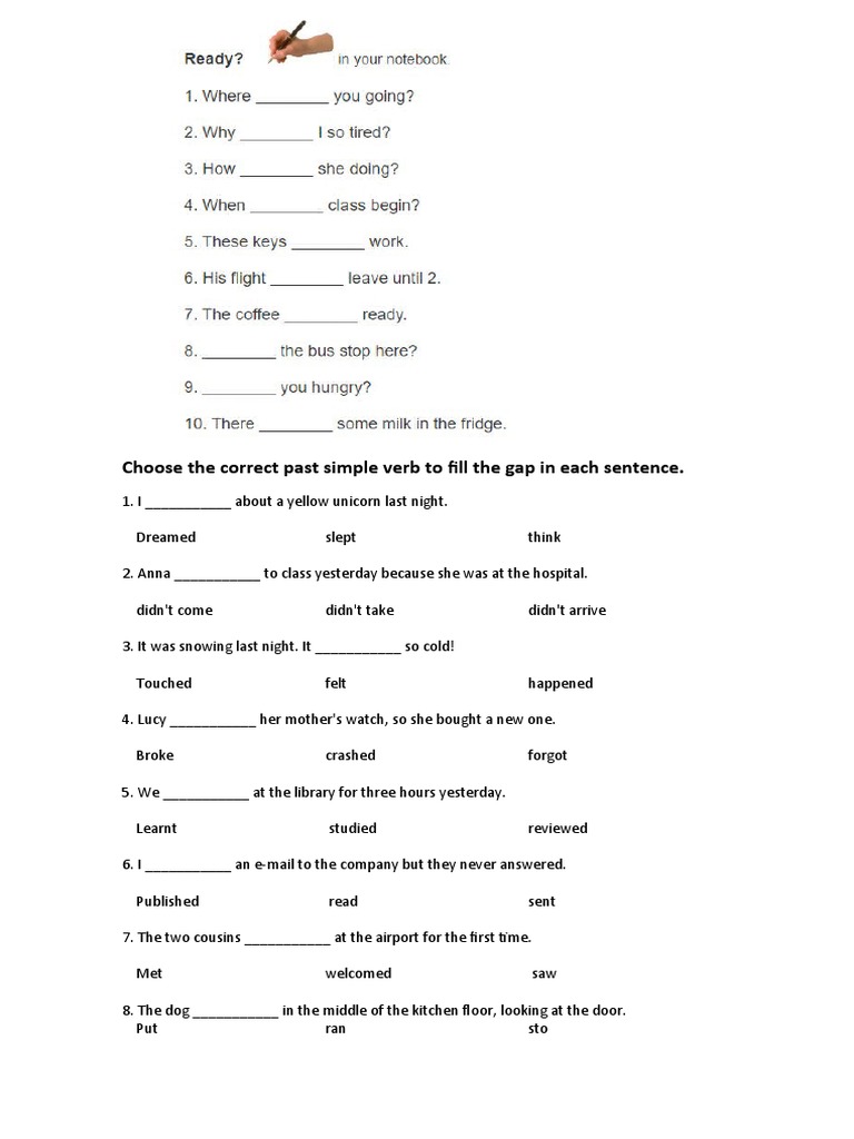 Past Simple Verb Fill-in Exercises | PDF