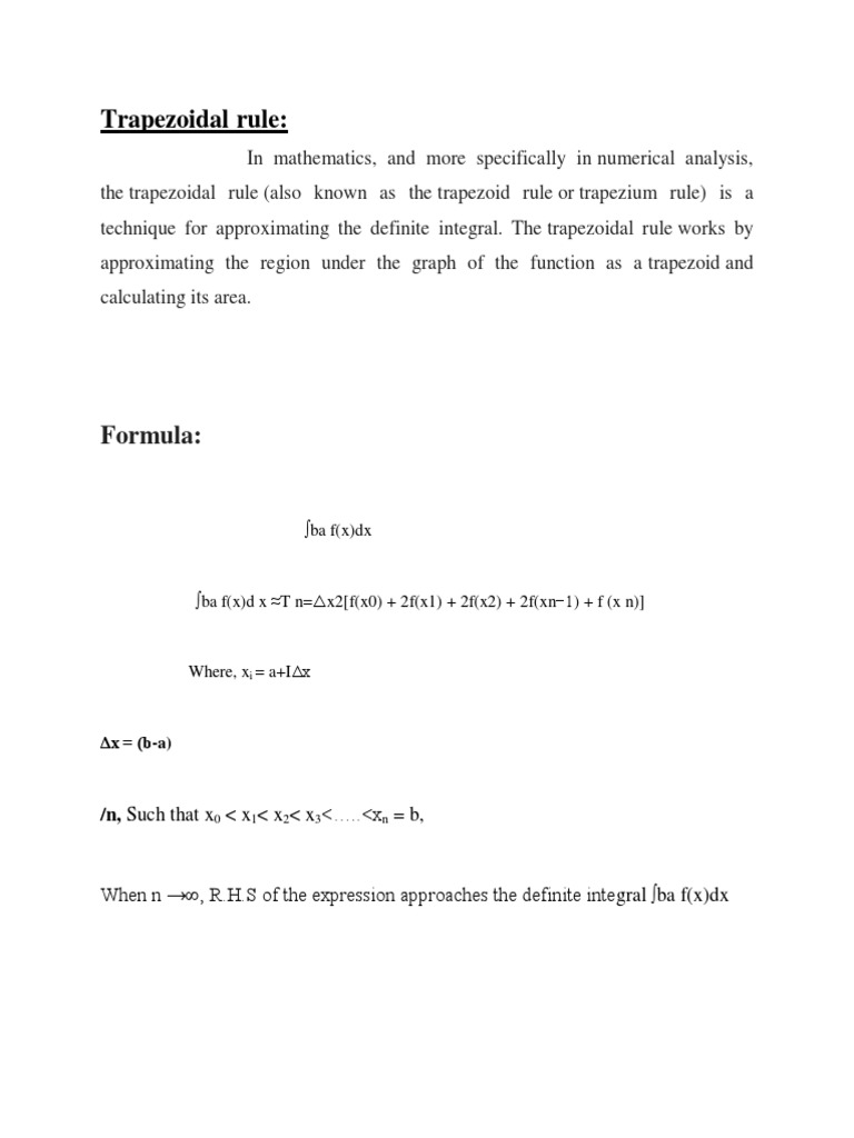 Trapezoidal Rule for Integral Approximation | PDF | Teaching Methods ...