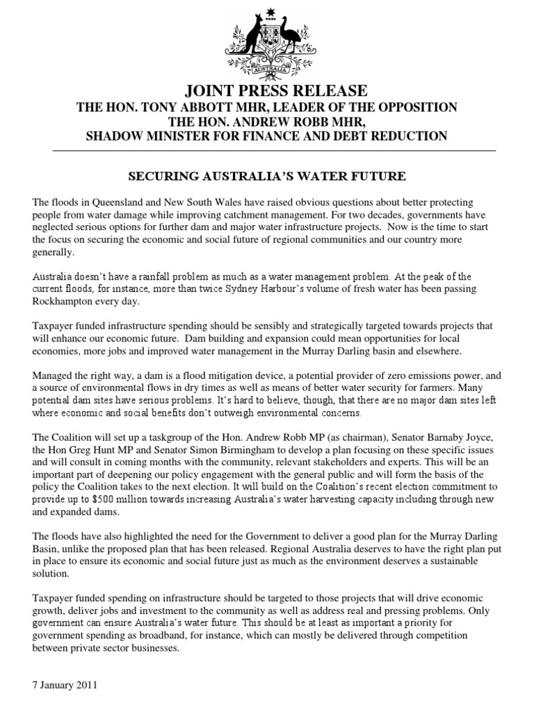 TAbbott Dam Release | PDF | Natural Environment | Economies