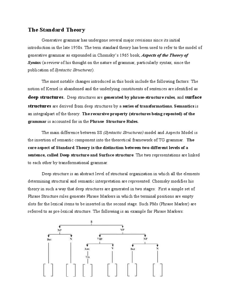 The Standard Theory: Deep Structures Surface Structures | PDF | Syntax ...