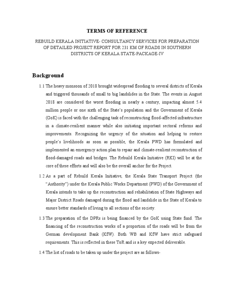 Background: Terms of Reference | PDF | Environmental Impact Assessment ...