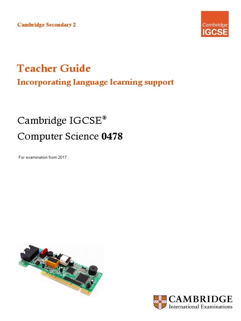 Igcse Computer Science 0478 Teacher Guide For Examination From
