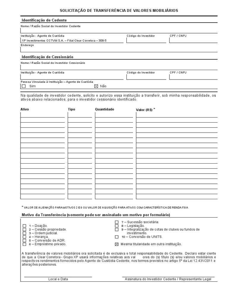 Carta de Transferencia Clear | PDF | Impostos | Renda fixa