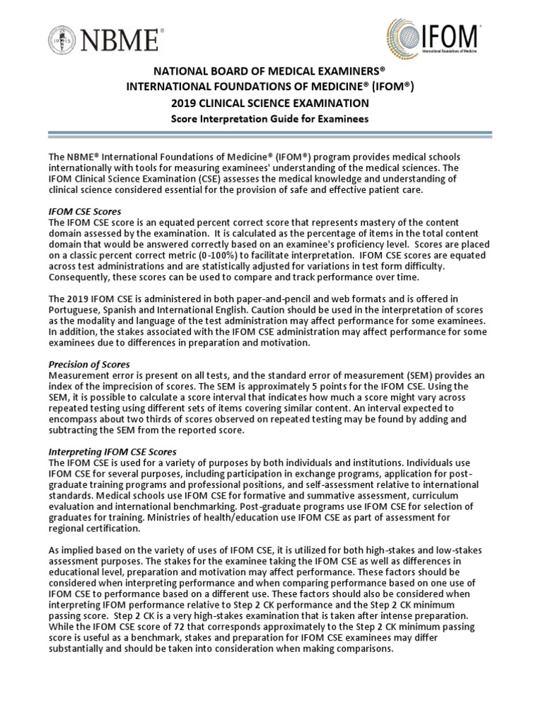 2019 IFOM CSE SIG English PDF | PDF | United States Medical Licensing ...