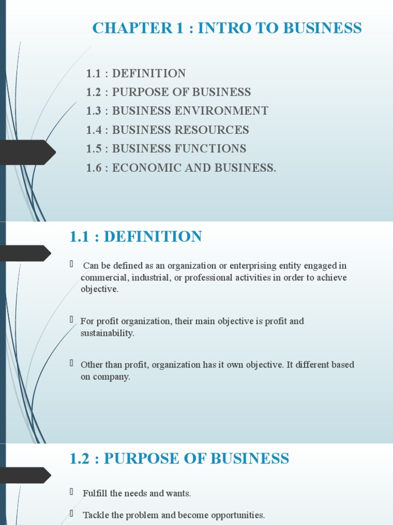 CHAPTER 1 - Business Introduction | PDF | Factors Of Production | Resource
