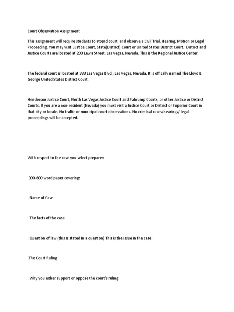 Format Court Observation Assignment | PDF | Superior Court | United ...