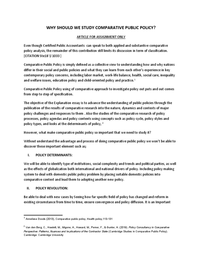 Why Should We Study Comparative Public Policy | PDF | Health Policy ...
