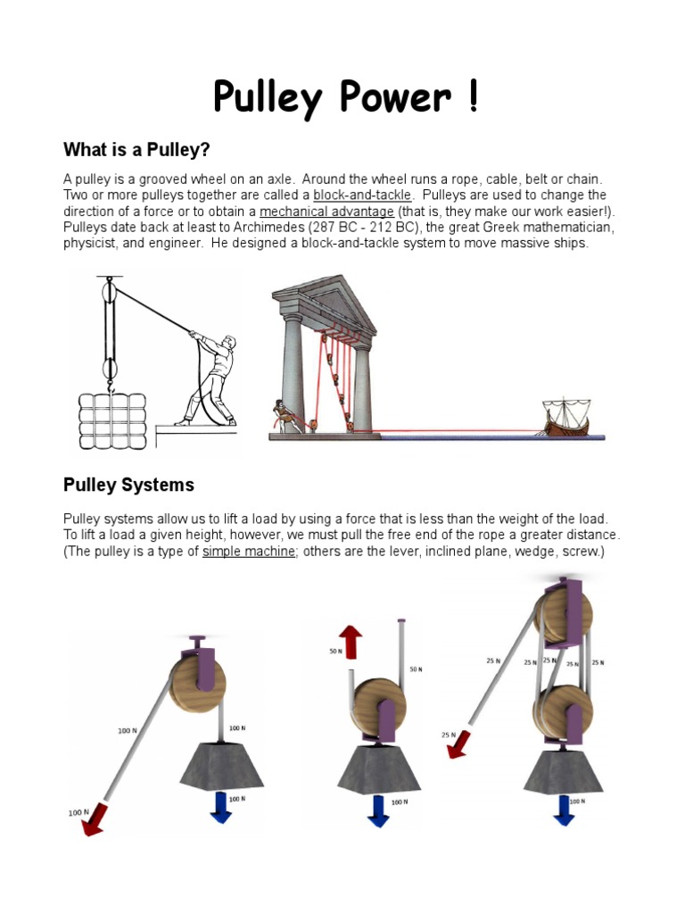 Pulley Power !: What Is A Pulley? | PDF | Science & Mathematics ...
