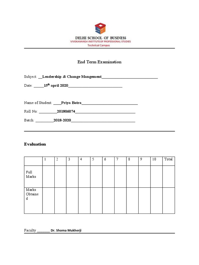 Priya - Batra - Section B - LCM | PDF | Leadership | Motivation