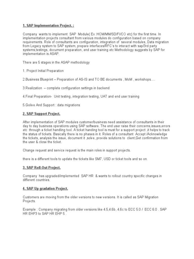 Comprehensive Guide to SAP Projects | PDF | Information Technology ...