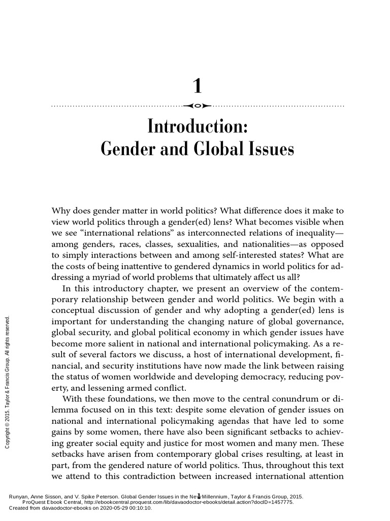 Global Gender Issues 1. Introduction Gender and Global Issues | PDF ...