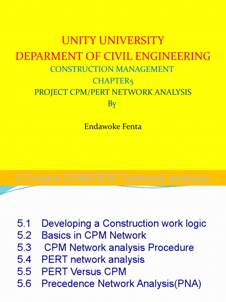 Unity University Deparment of Civil Engineering: Construction Management | PDF | Analysis ...