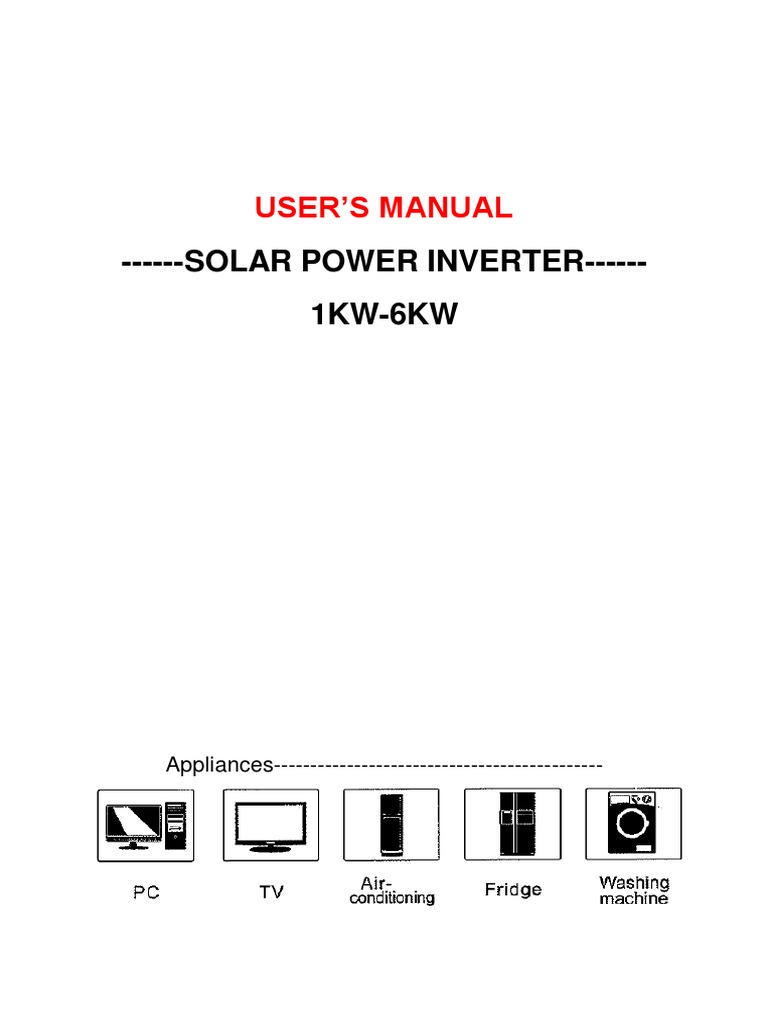SOLAR POWER INVERTER - 1KW-6KW: User'S Manual | PDF | Power Inverter ...