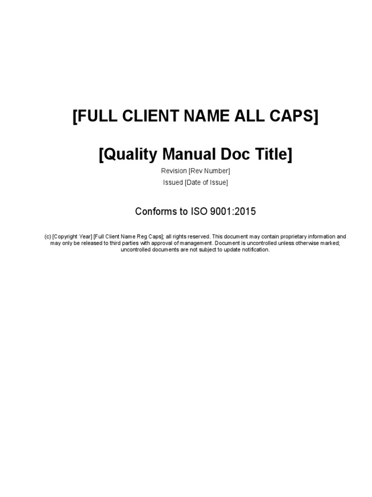 Quality Manual - Free Form | PDF | Iso 9000 | Quality Management System