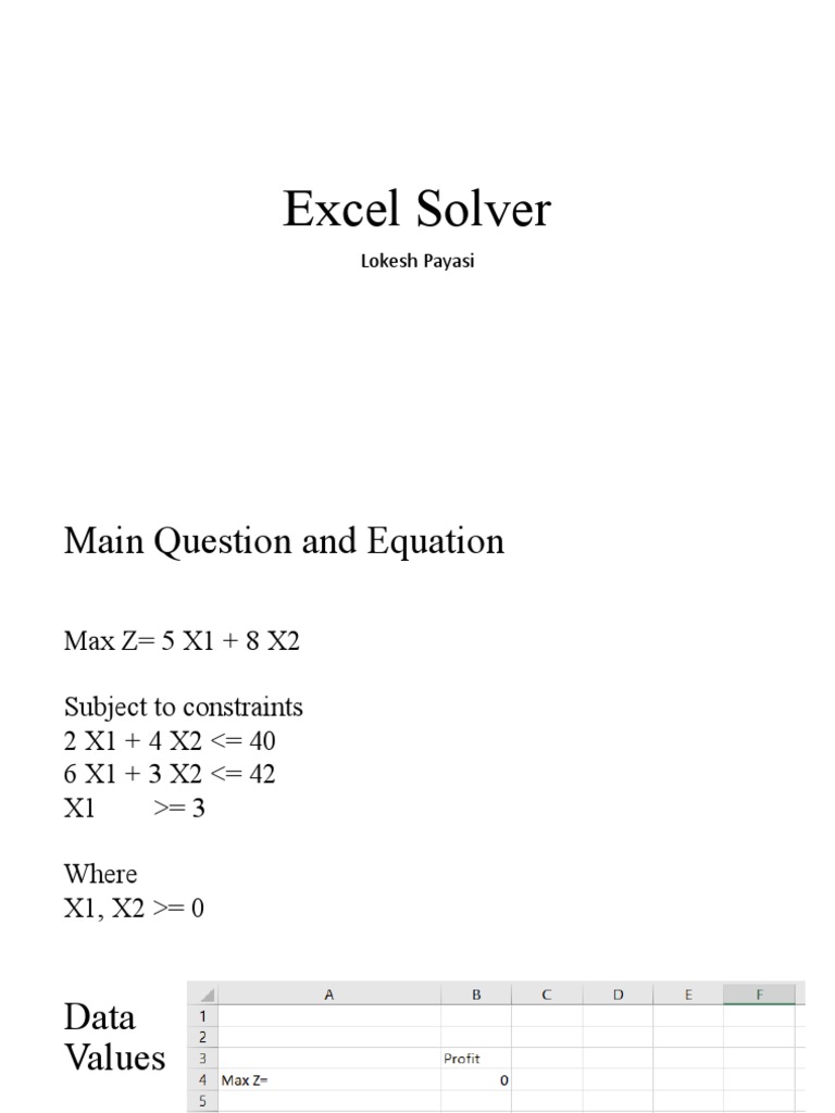 Excel Solver - LPP | PDF