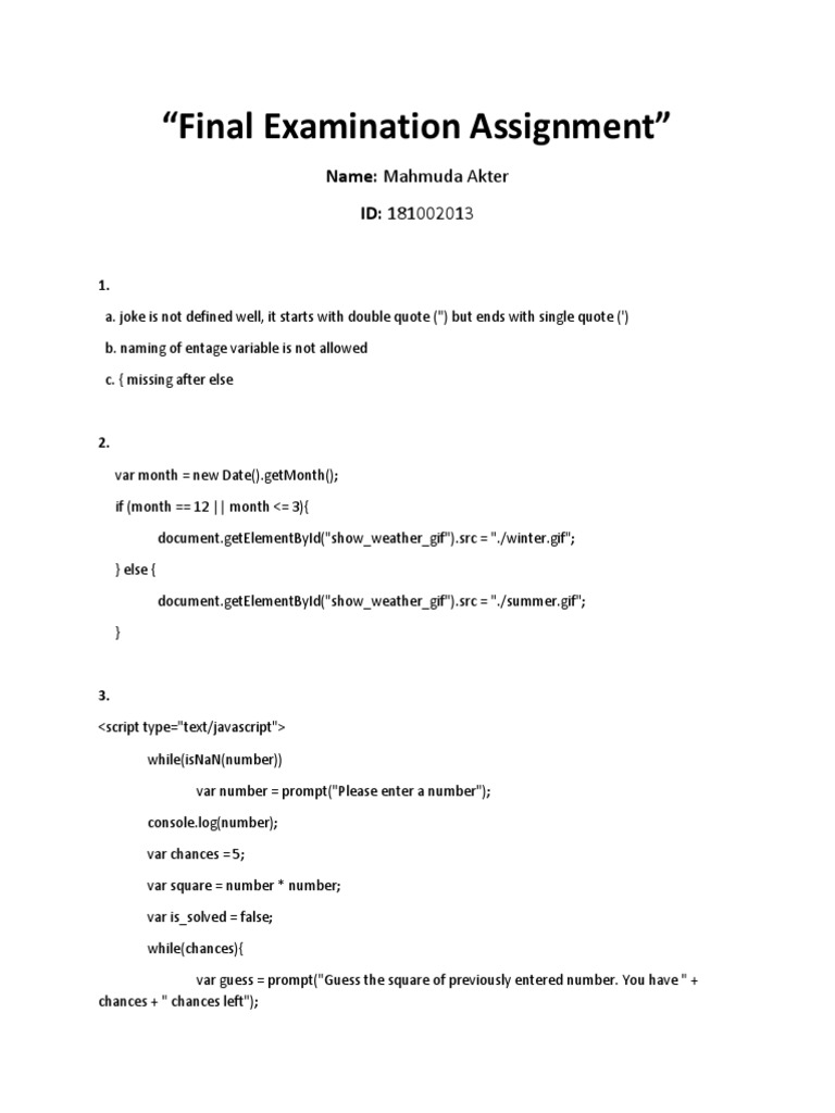 Final Examination Assignment-181002013 | PDF